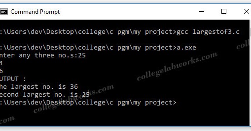 C program to print Largest and Second largest among Three numbers
