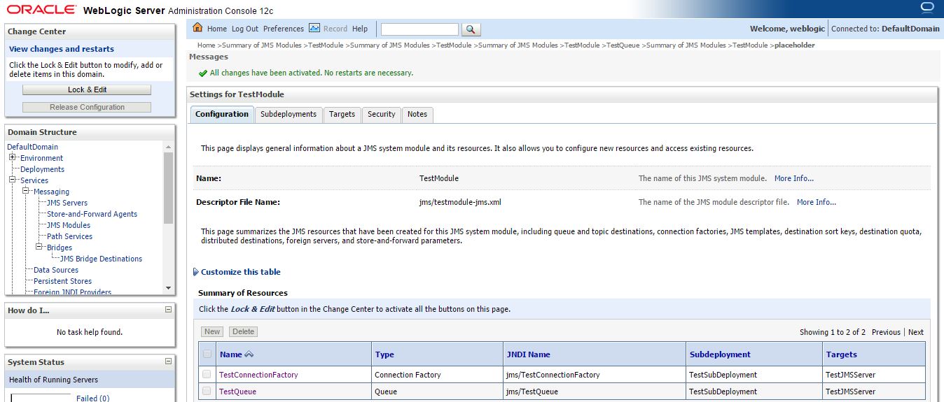 JMS queue in weblogic server 12c - TechSupper