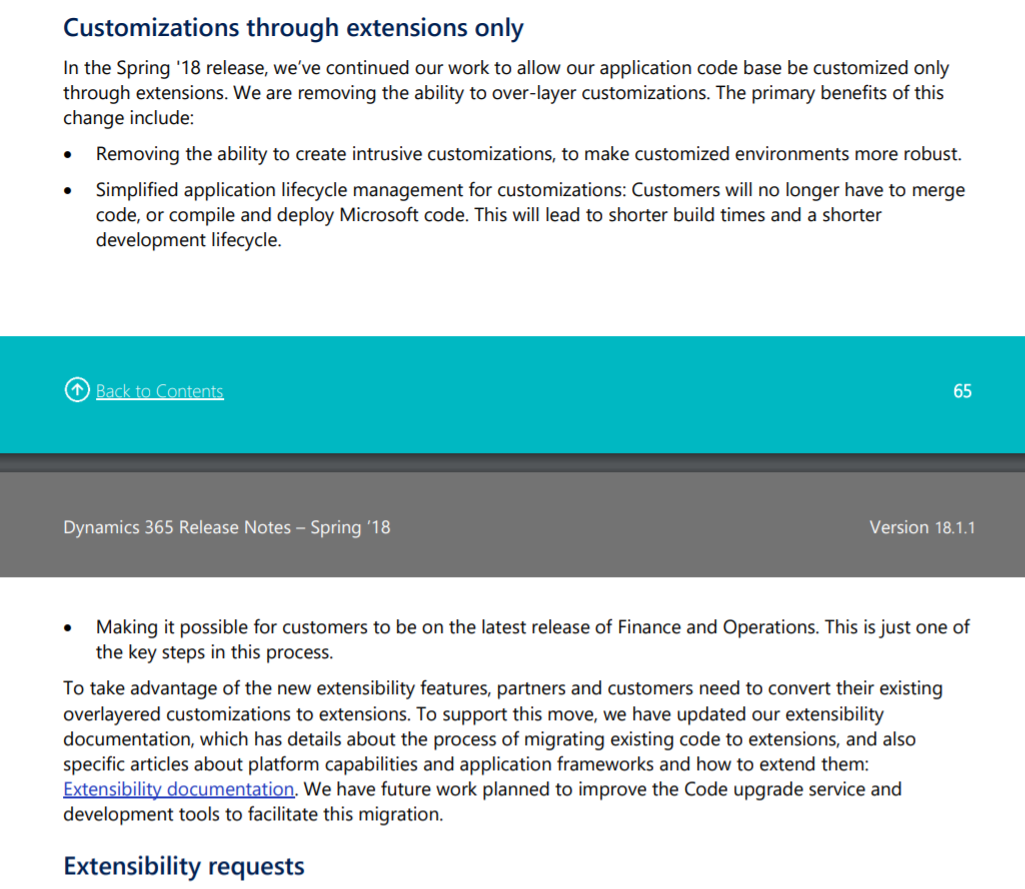 Officially Customizations through extensions only in dynamics 365?