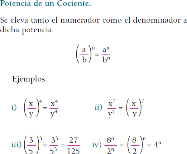 POTENCIA DE UNA DIVISIÓN EJEMPLOS Y EJERCICIOS RESUELTOS DE EXPONENTES ...