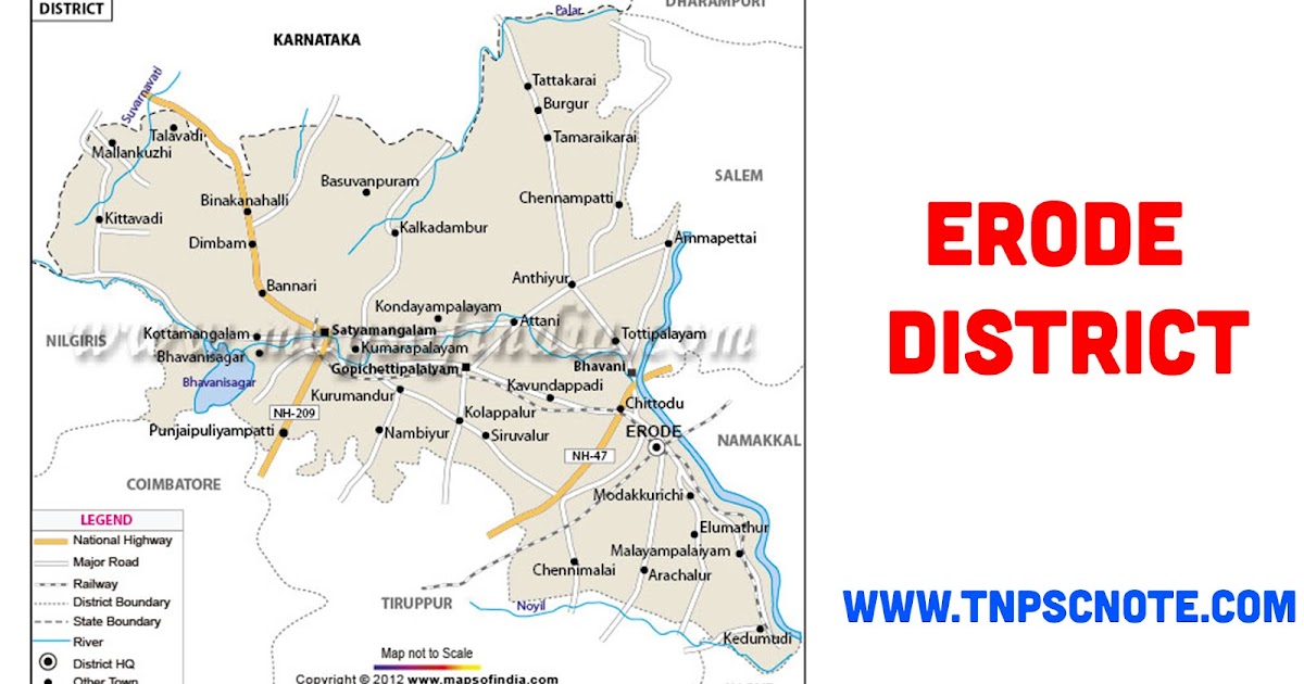 Erode District Information, Boundaries and History from Shankar IAS Academy