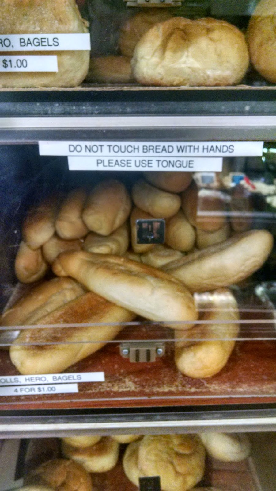 Do not touch bread with hands please use tongue