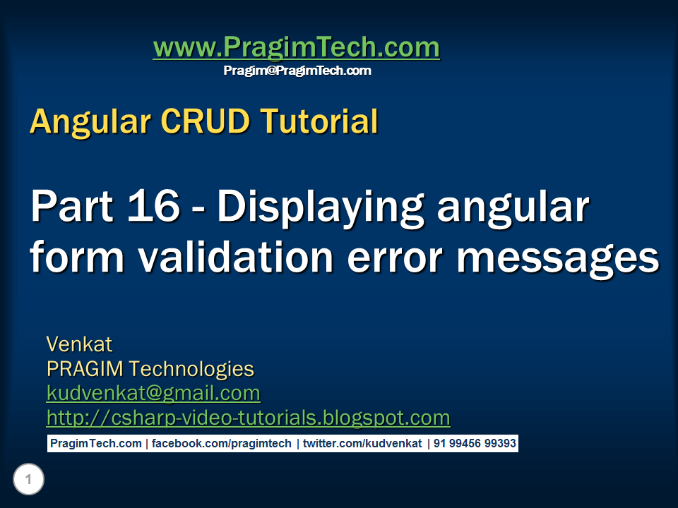 Sql Server Net And C Video Tutorial Displaying Angular Form Validation Error Messages Slides 0964