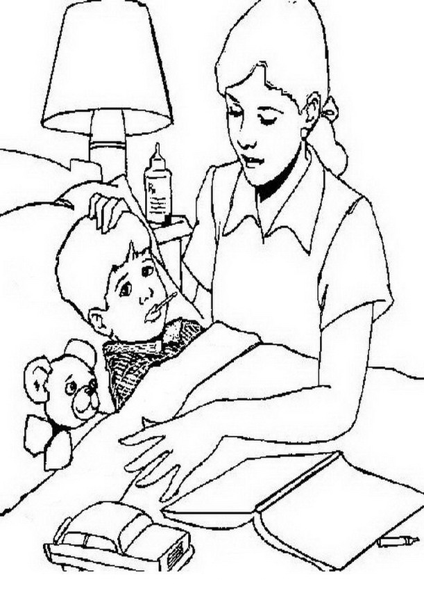 Mother caring for child with fever | COLOR AREA