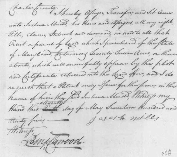 MUDD: FROM MARYLAND TO LOUISIANA: JOSHUA MUDD (circa 1747 - 1813)