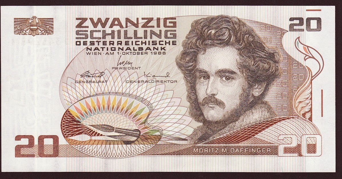 Austria 20 Schilling banknote 1986 Moritz Michael Daffinger|World ...