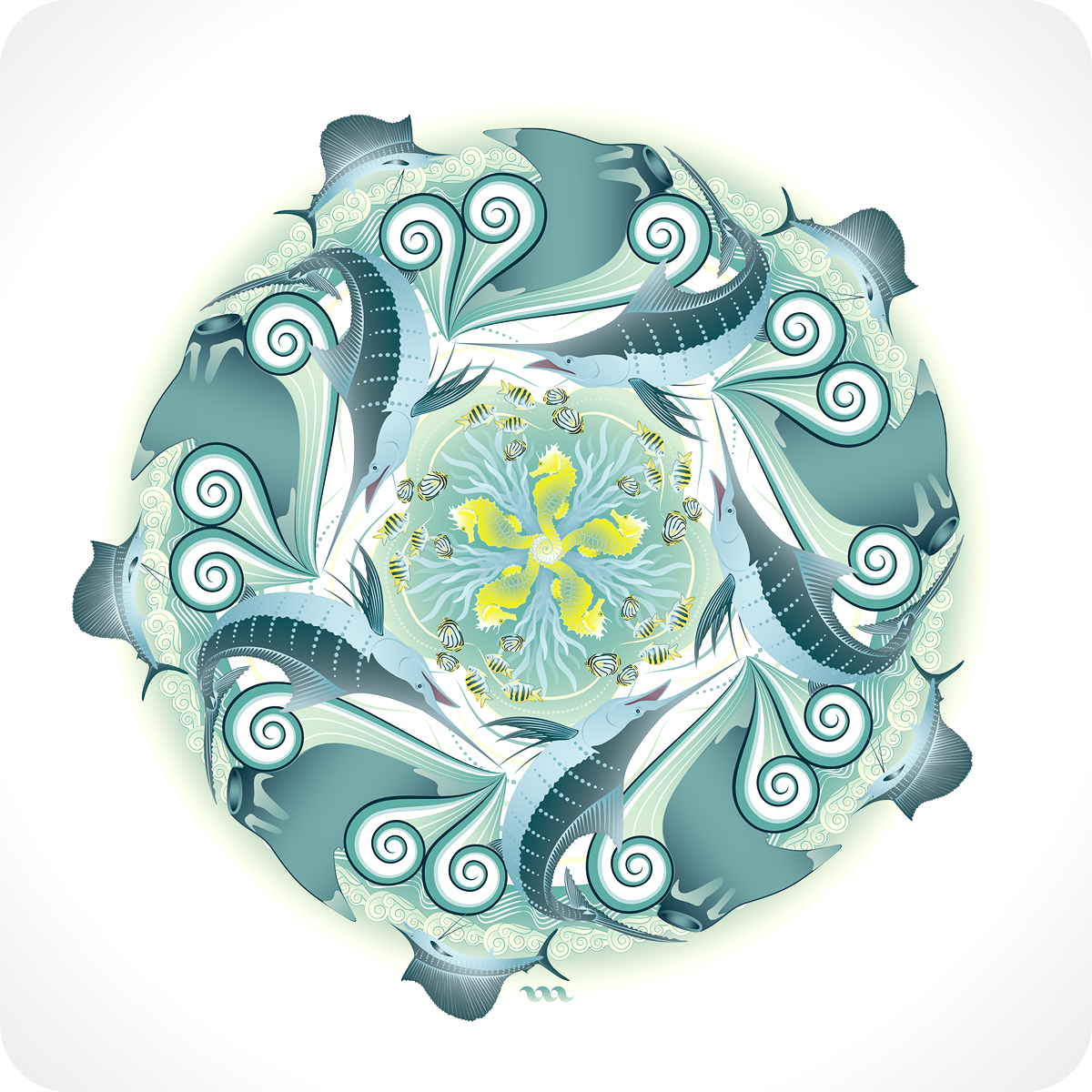 Mandalas Marinos realizados con gráficos vectoriales