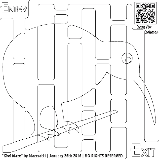 Awesome Mazes: Kiwi Bird Maze Coloring For Grown Ups
