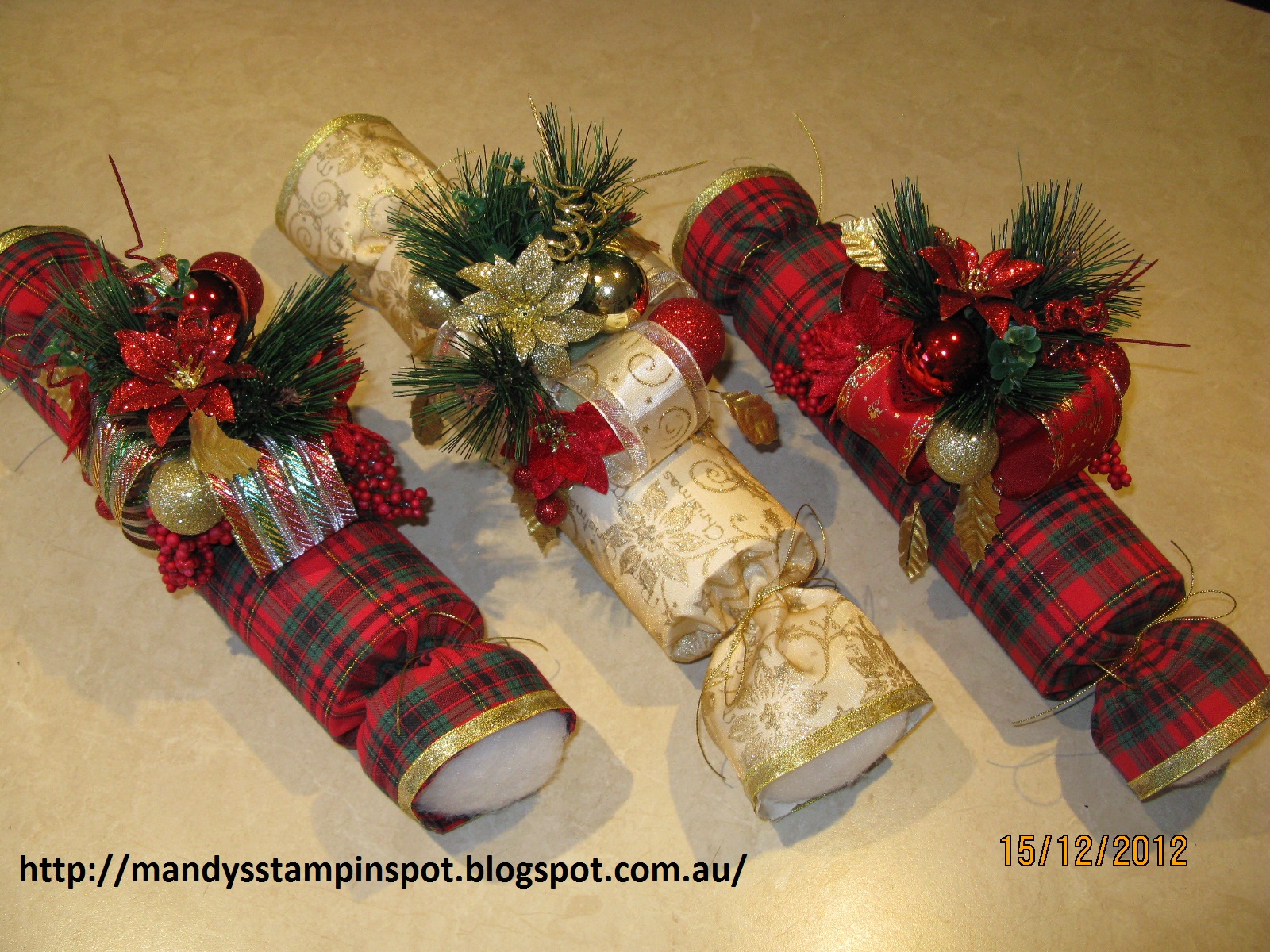 Mandy's Stampin Spot: Handmade Christmas decoration - Fabric Bon Bons