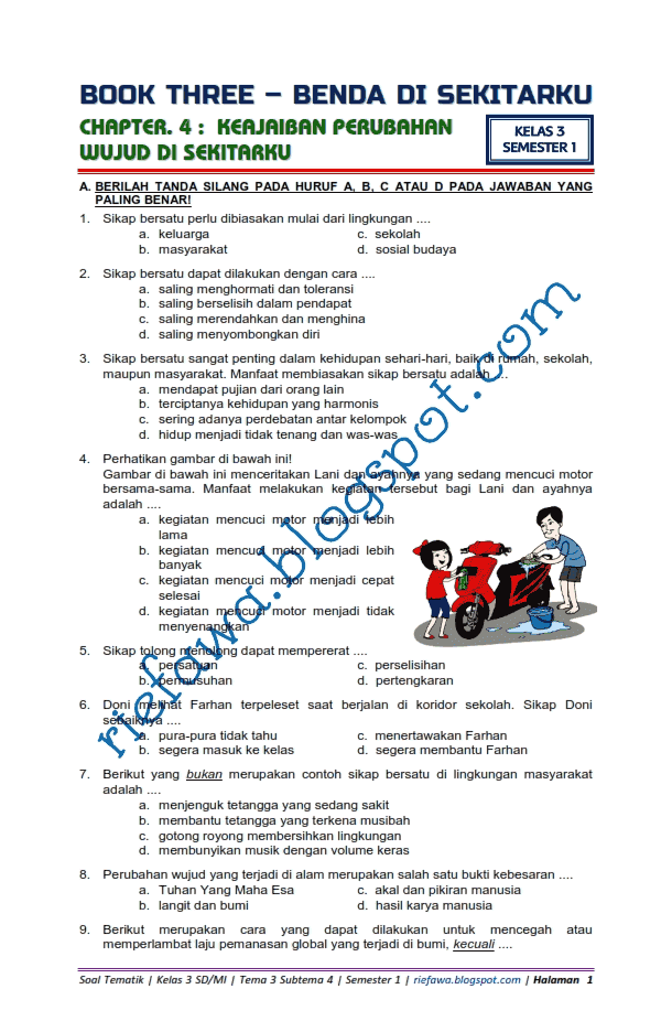 Download Soal Tematik Kelas 3 Tema 3 Subtema 4 - Keajaiban Perubahan ...