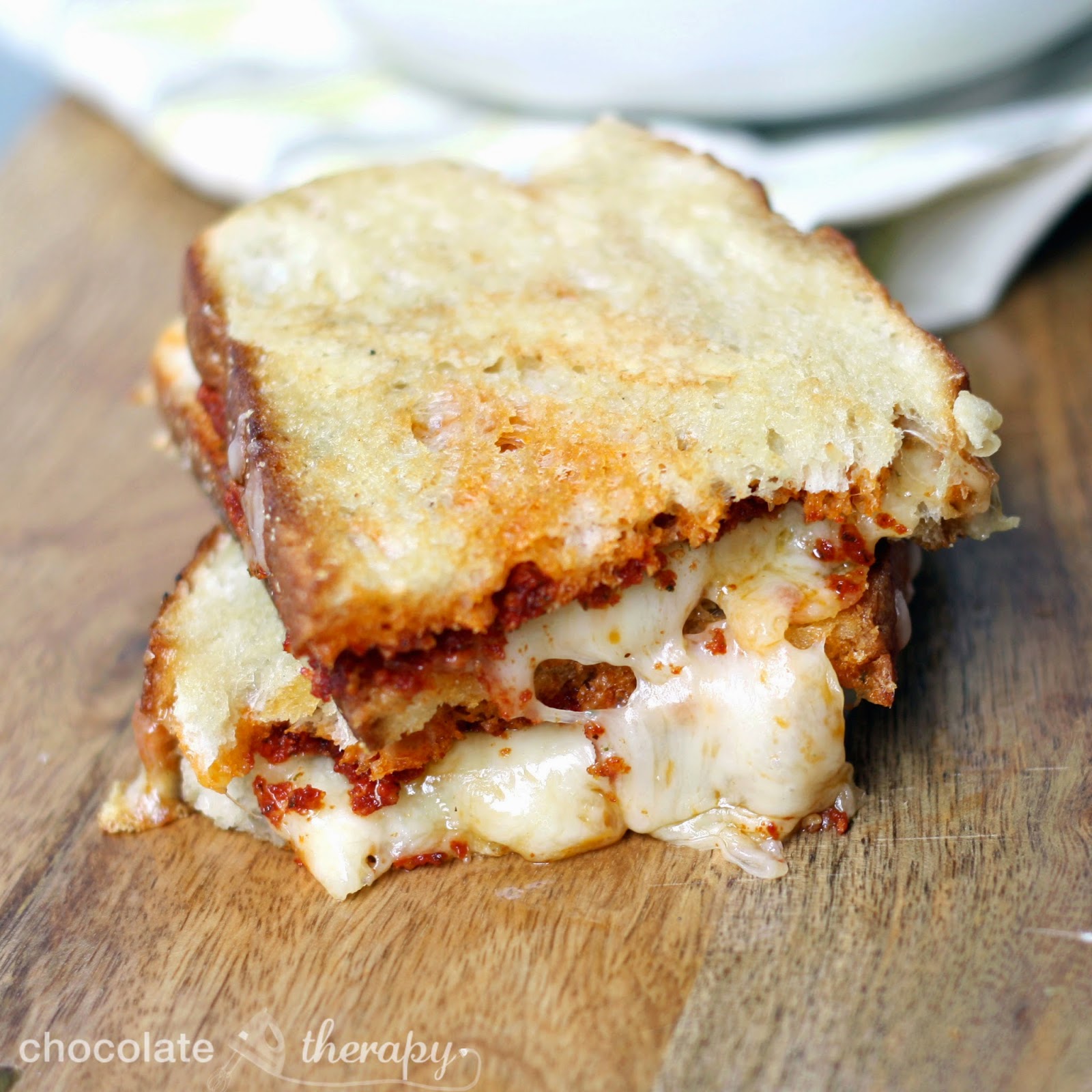 Chocolate Therapy: Sun-dried Tomato Pesto Grilled Cheese Sandwiches