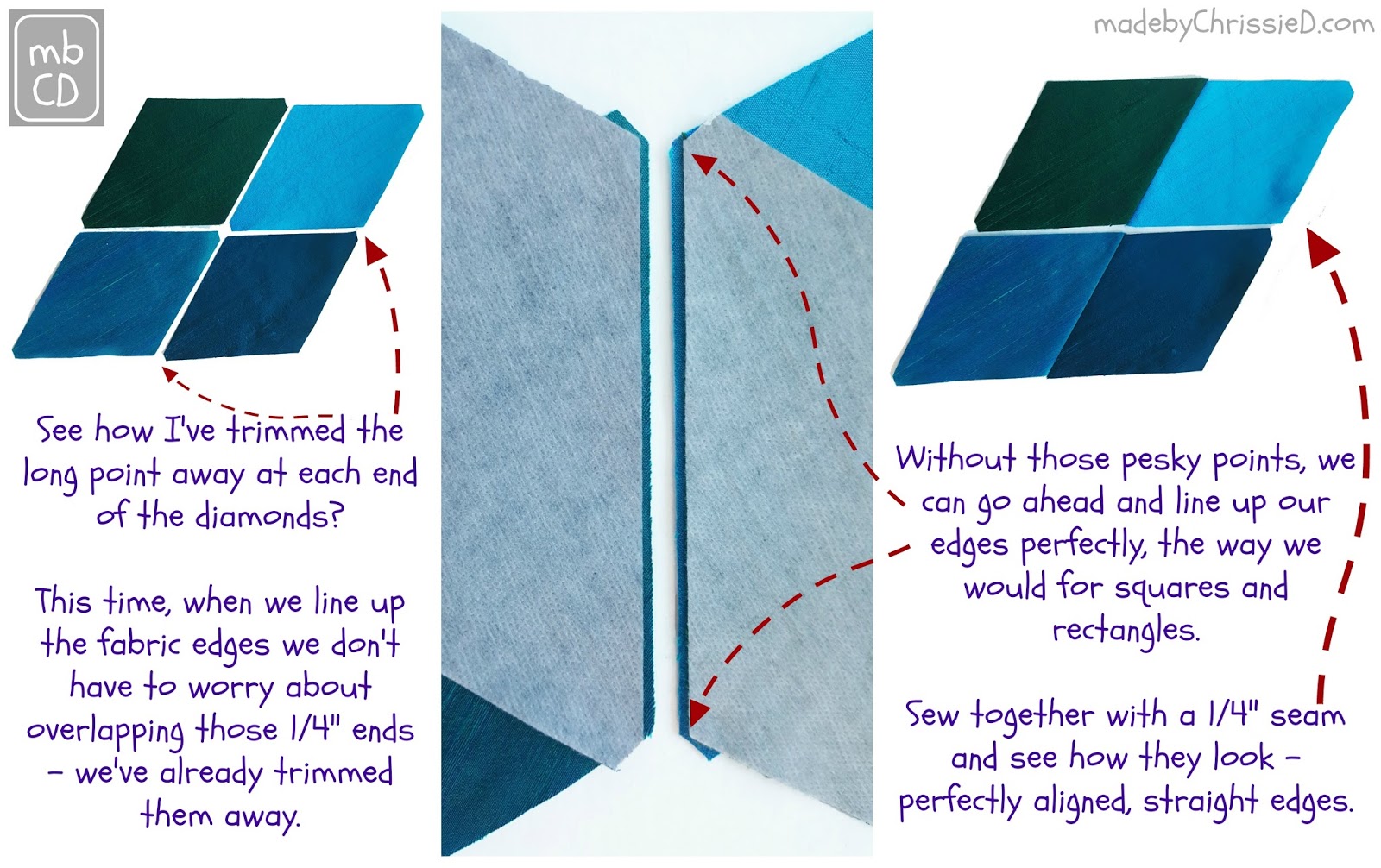 Chris Dodsley @mbCD: Piecing And Joining Diamond Rows [Tute]