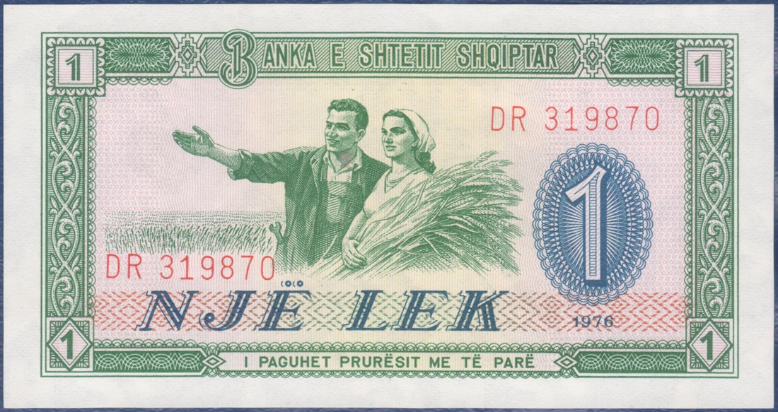 My banknotes collection: 1 Lek 1976