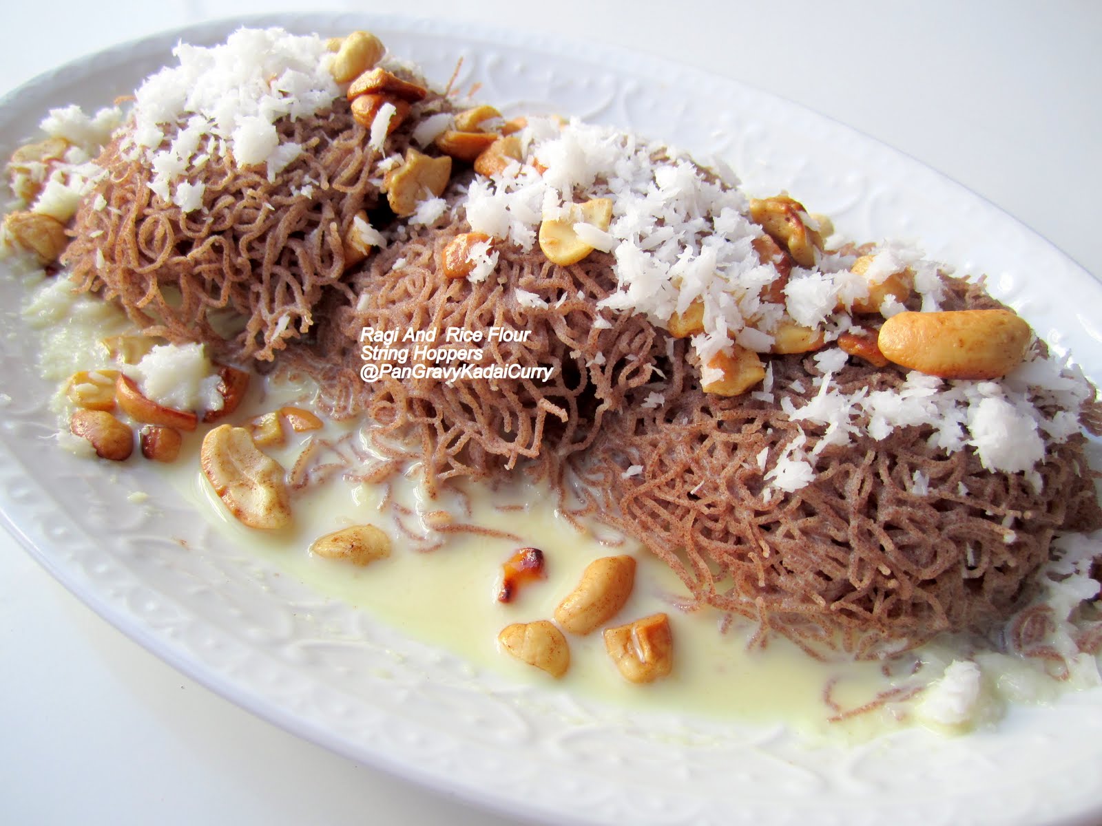 Pan Gravy Kadai Curry: Rice And Finger Millet Flour "String Hoppers"