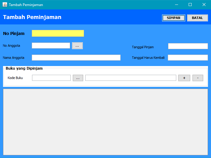 Contoh Program Perpustakaan Dengan JAVA - Dicha Spring Project