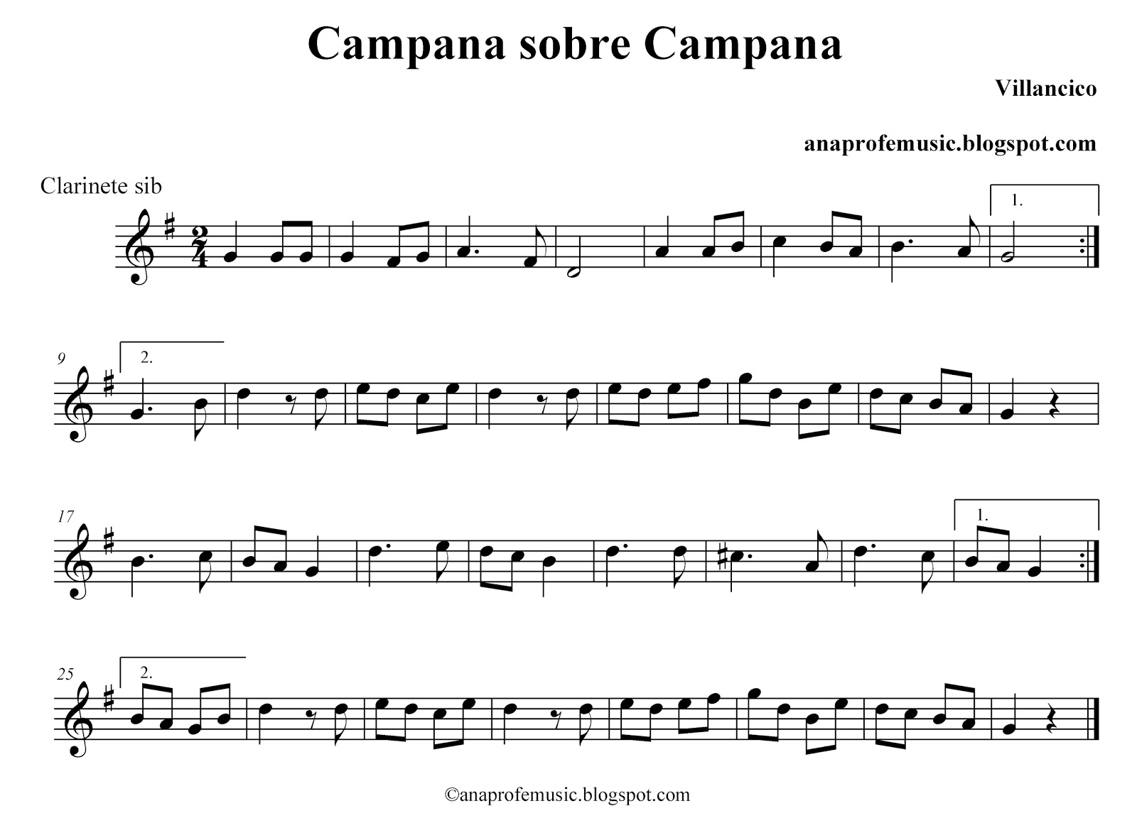 AnaProfeMusic: Partitura Campana sobre Campana Villancico AnaProfeMusic: Partitura Campana sobre Campana Villancico