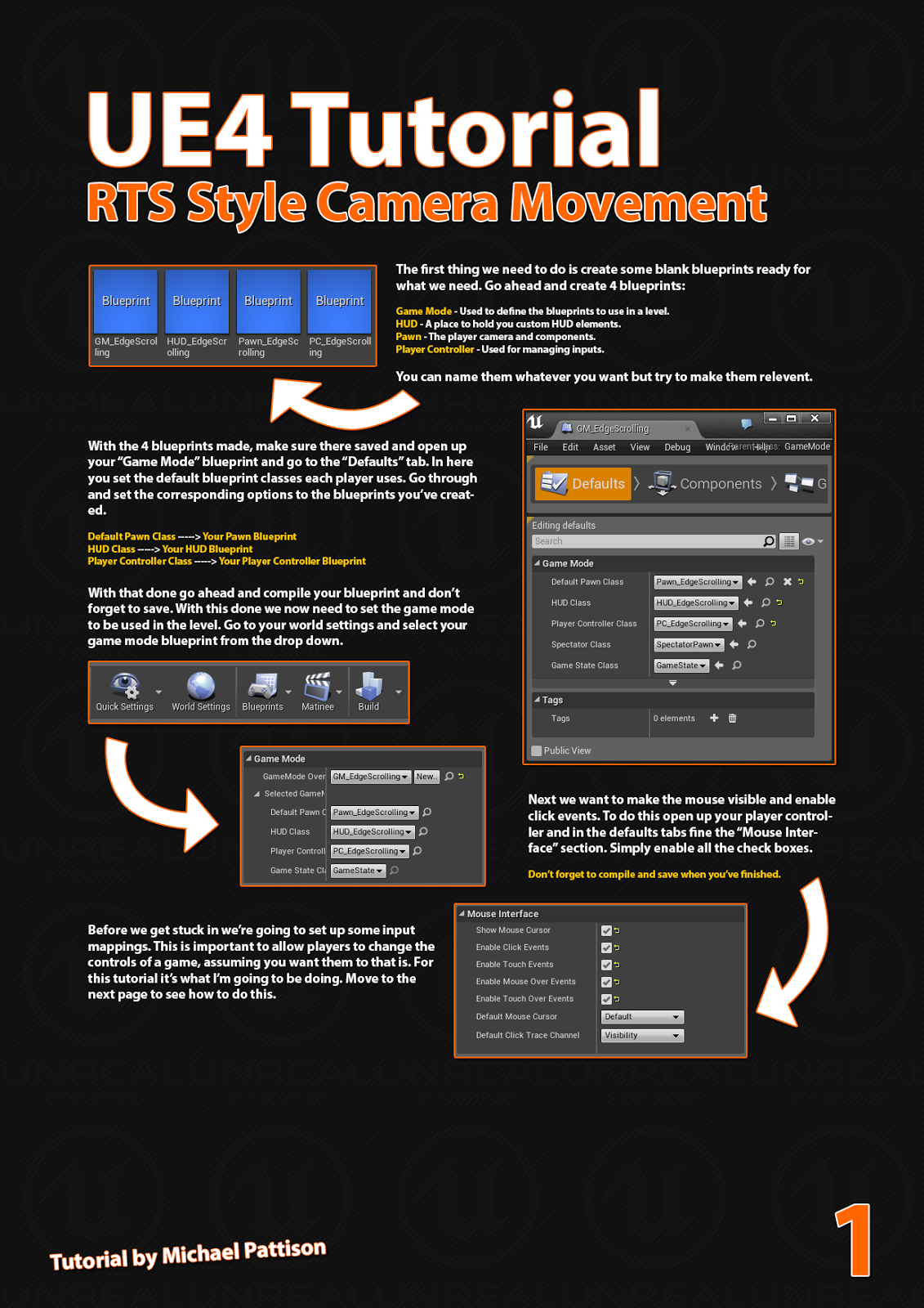 UE4 Tutorial - RTS Style Camera Movement With Edge Scrolling