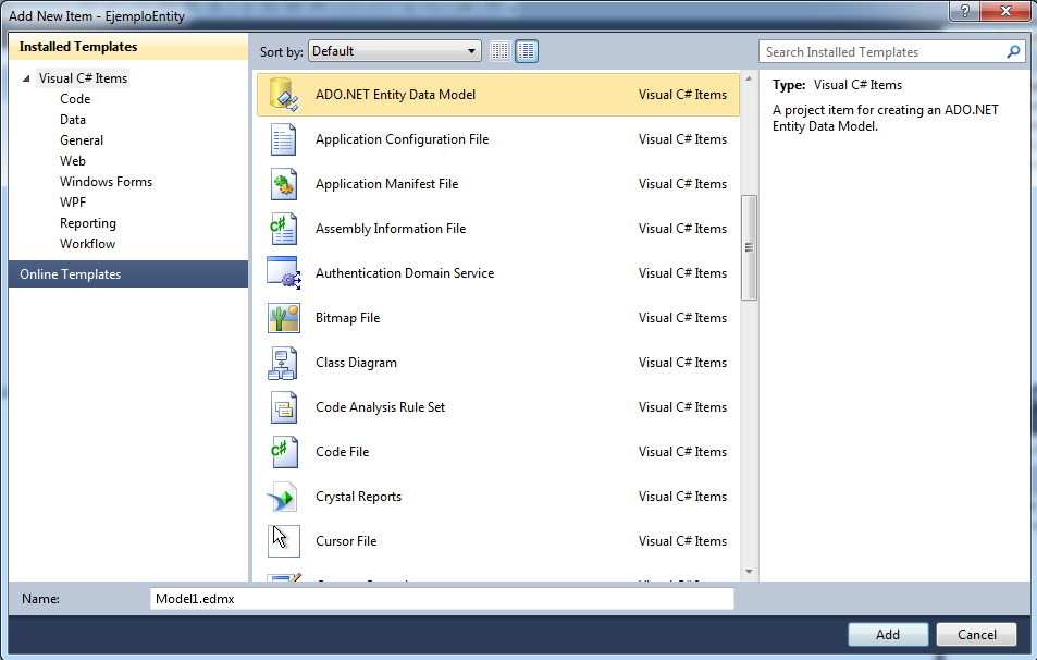 Ejemplo de Entity Framework con Windows Forms Ejemplo de Entity Framework con Windows Forms