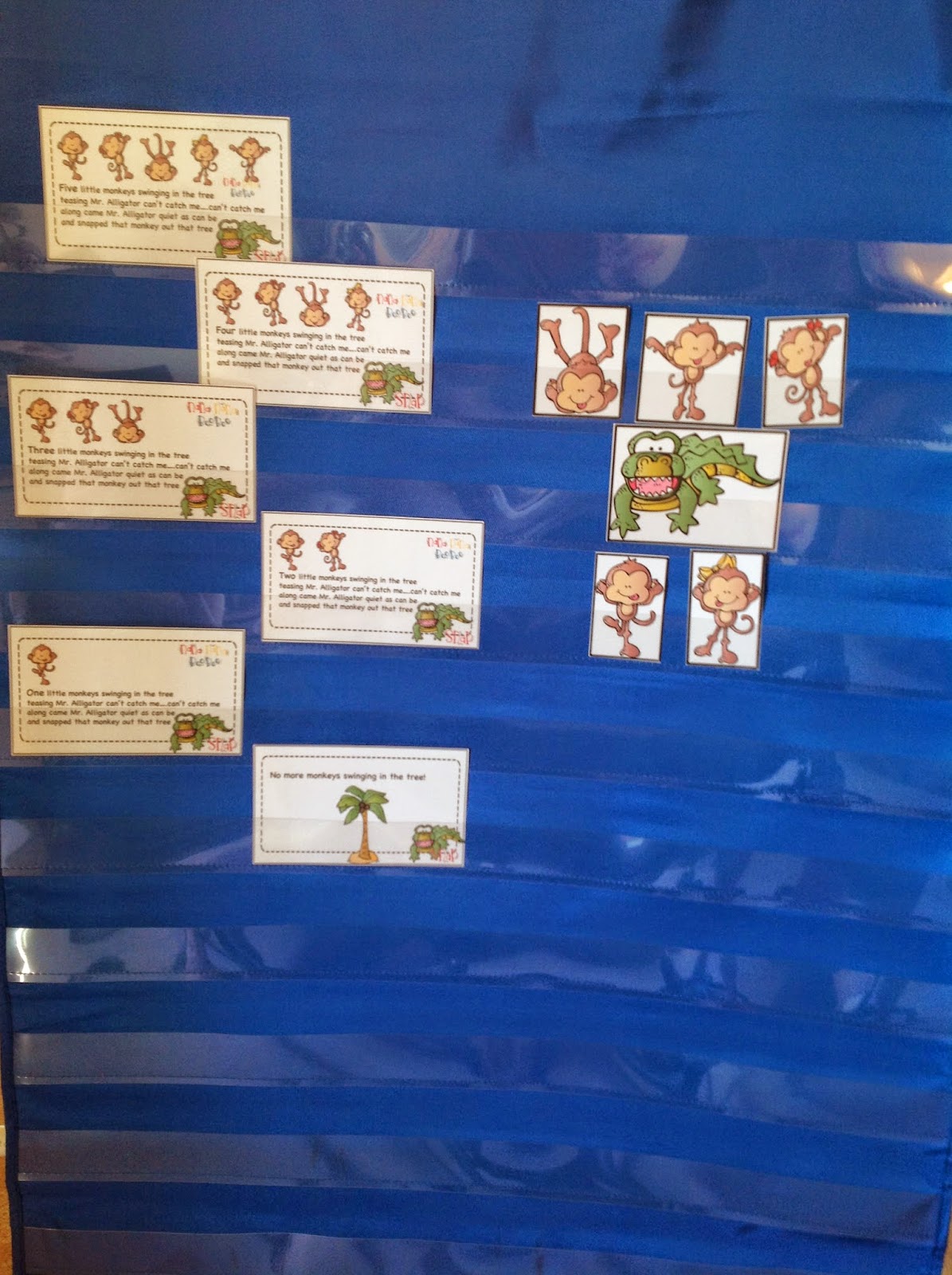 "Five Little Monkeys Swinging in a Tree" Pocket Chart Cards ~ Preschool ...