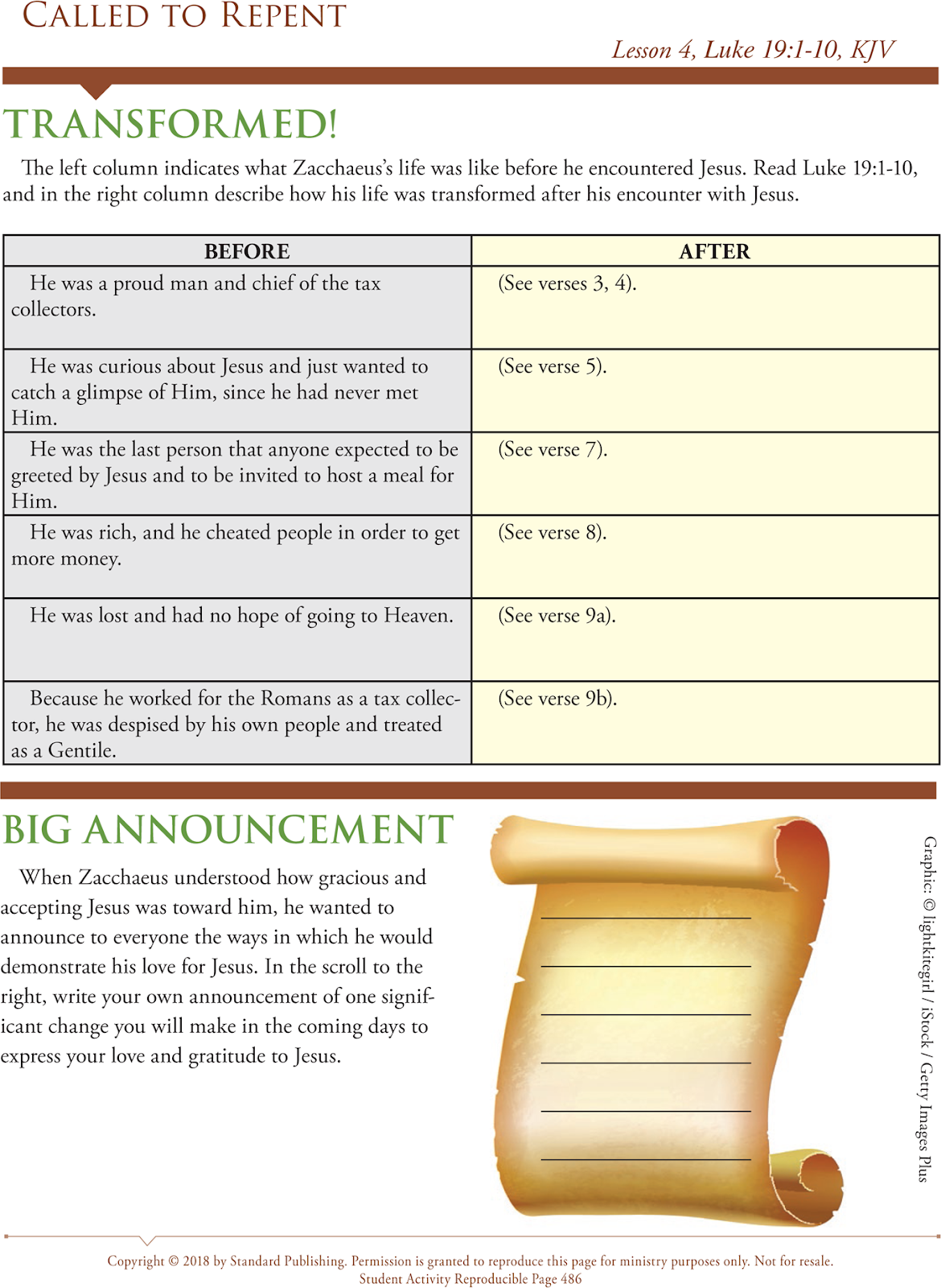 The Lord's Day, KJV International Sunday School Lesson, Outline