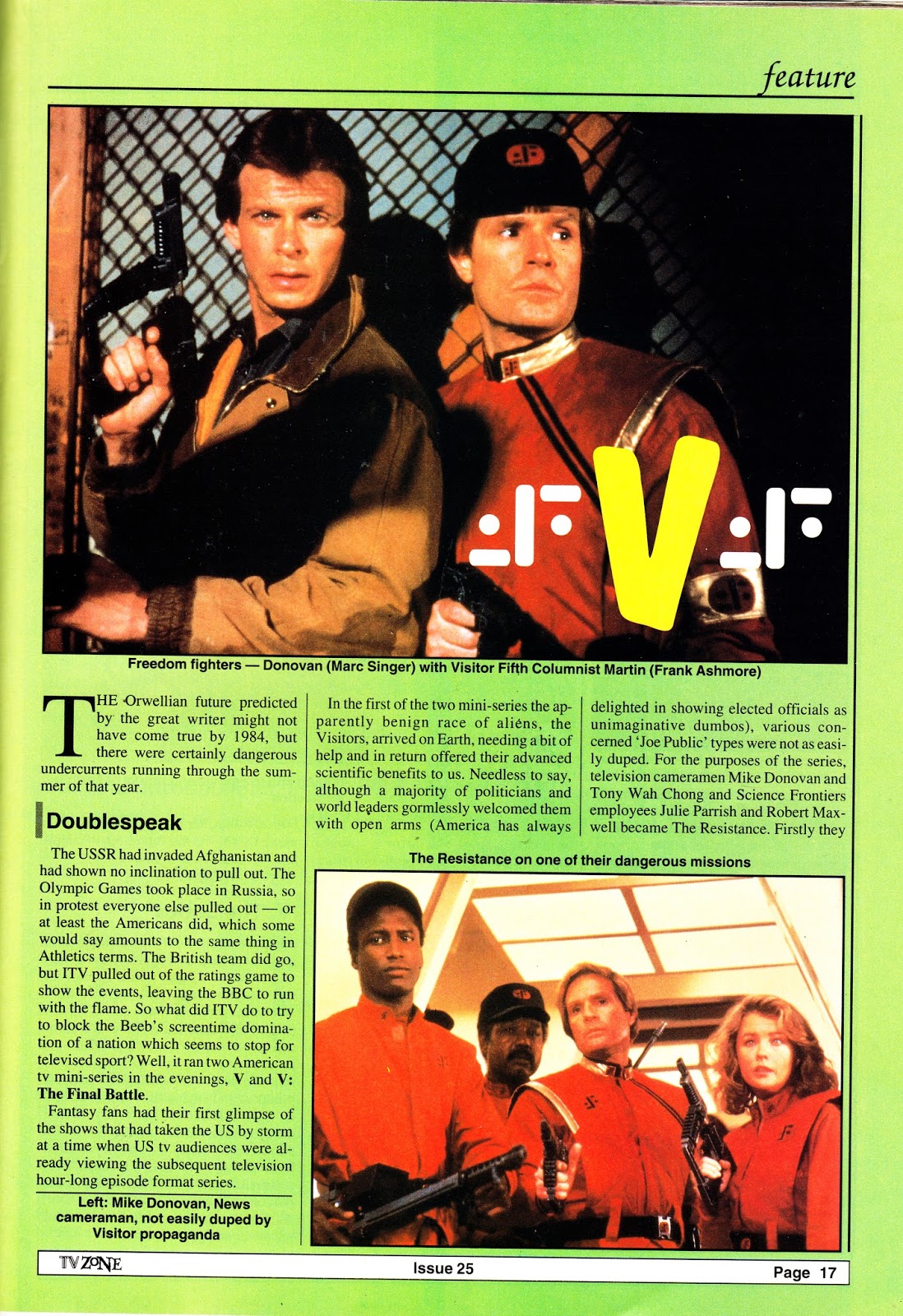 STARLOGGED - GEEK MEDIA AGAIN: 1991: 'V' in TV ZONE MAGAZINE (VISUAL ...