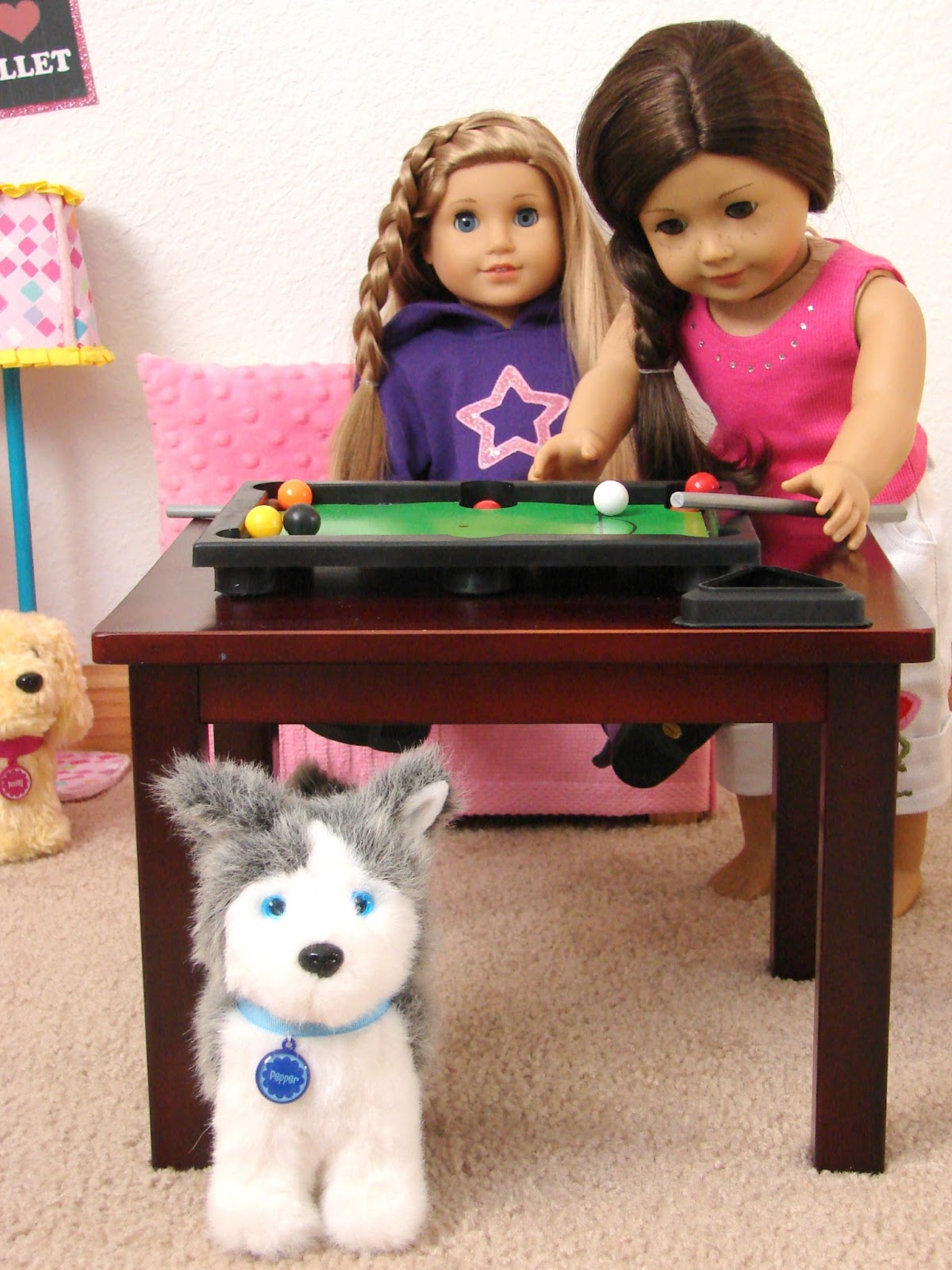 American Girl Doll Play: Dollar Store Find - Doll Sized Pool Table!