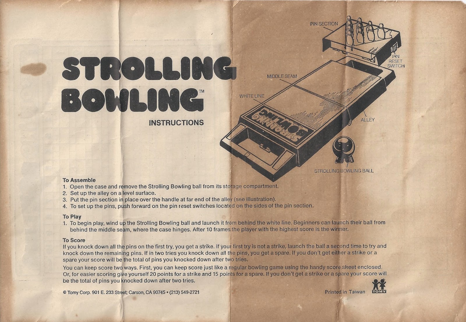 the sphinx: Strolling Bowling (c. 1980, Tomy)
