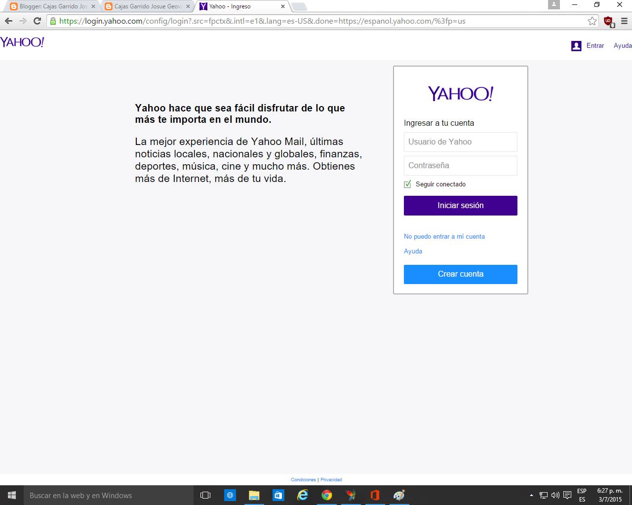 Cajas Garrido Josue Geovanny: Pasos Para Crear Un Correo Electrónico En YAHOO
