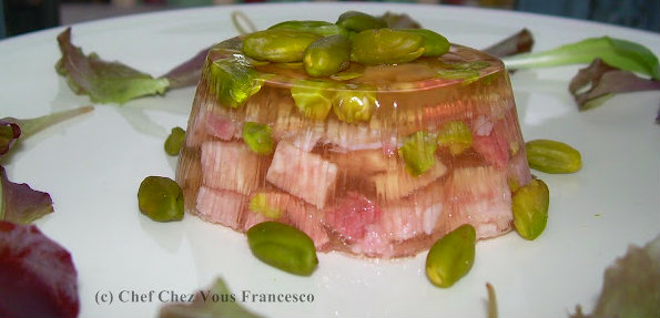 Chefchezvous: piccoli aspic di prosciutto cotto ai Pistacchi di Bronte