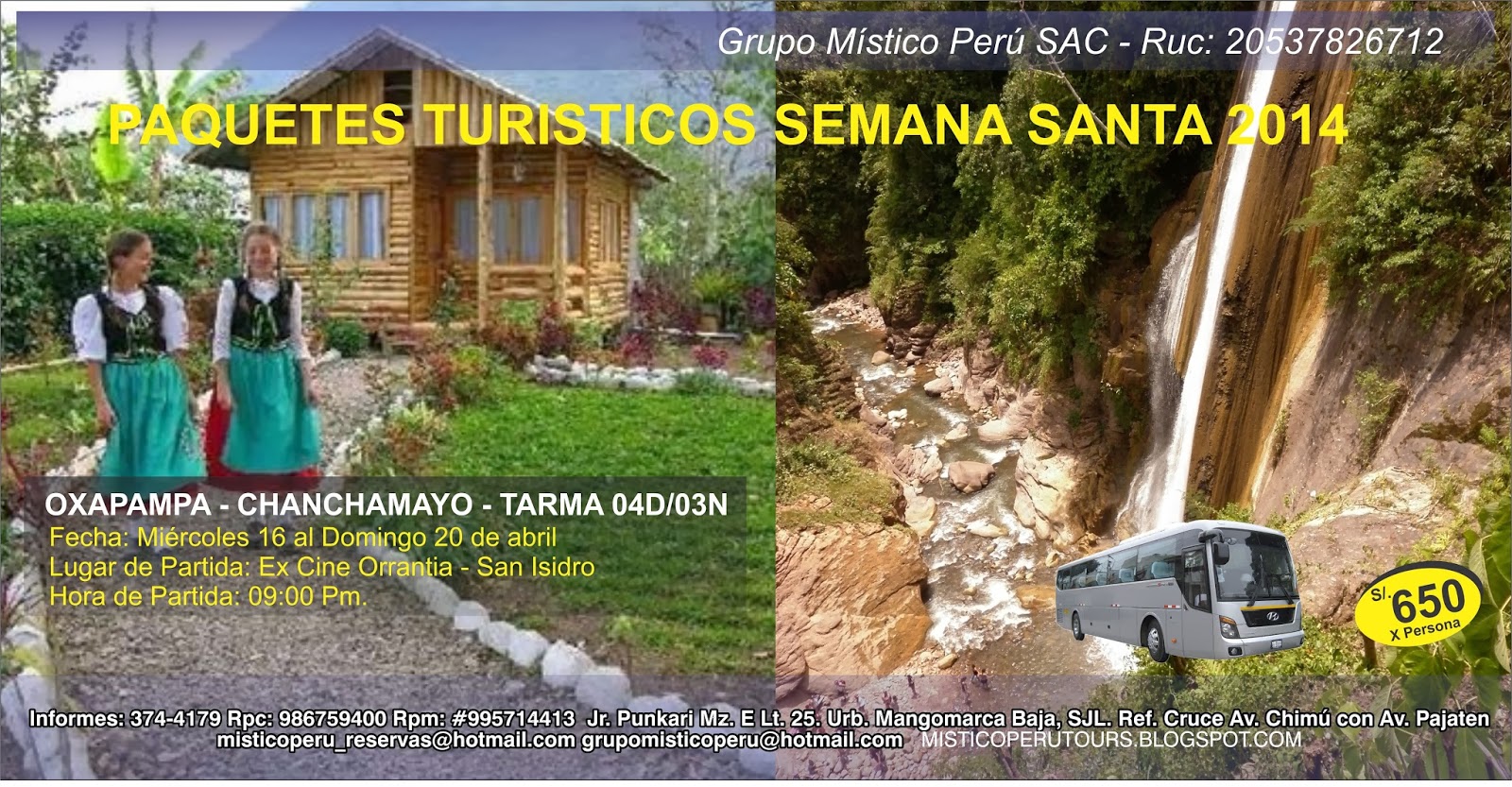 PAQUETE TURISTICO "SELVA CENTRAL" EN BUS PRIVADO | Paquetes Turísticos ...