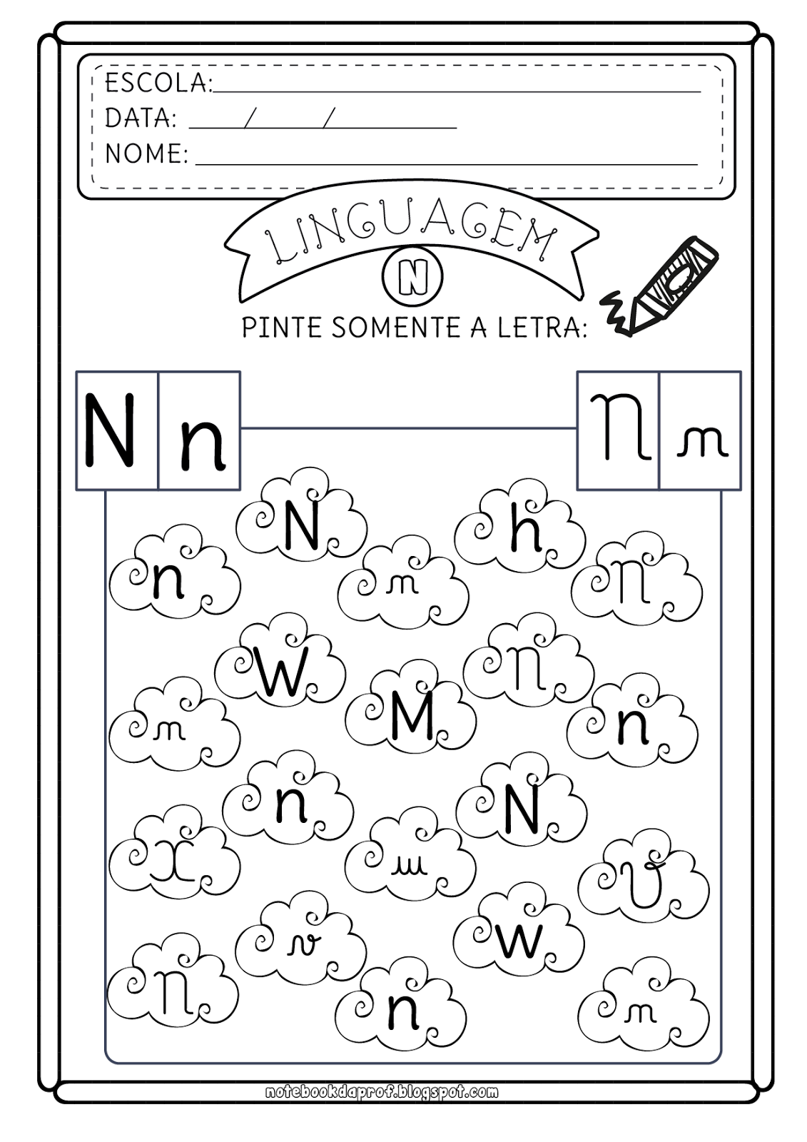 Atividade Letra N Cursiva - FDPLEARN