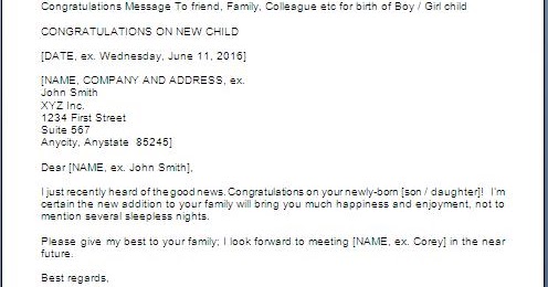 Congratulations Letter For New Baby Born