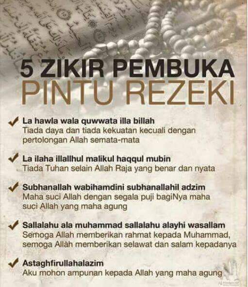 5 Zikir Pembuka Rezeki - Cahaya Hayati