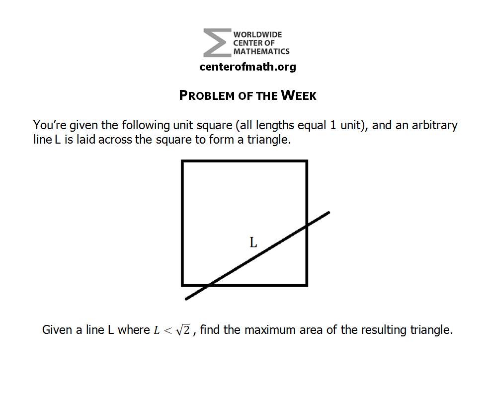 The Center of Math Blog: Problem of the Week