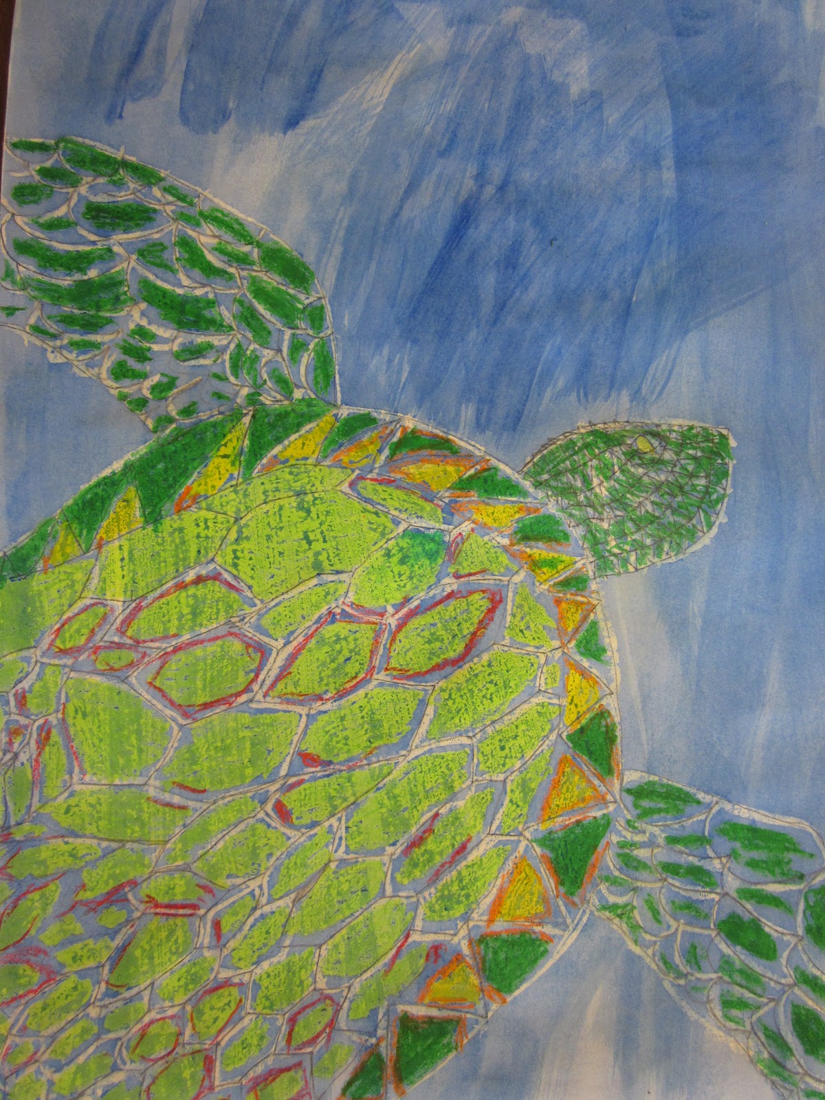 The Art Teacher's Closet: In the Art Room - Wax Resist Sea Turtles