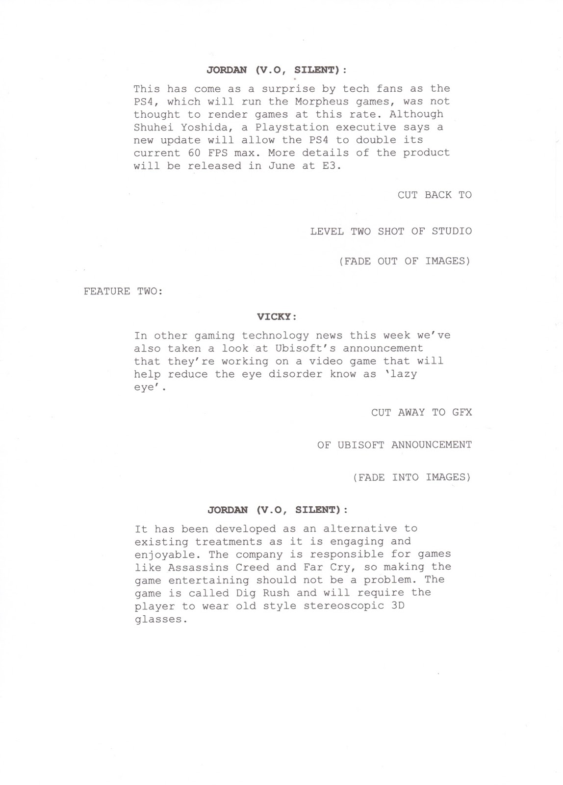 Unit 11: Scriptwriting for Media Products: LO3: Script for News Broadcast