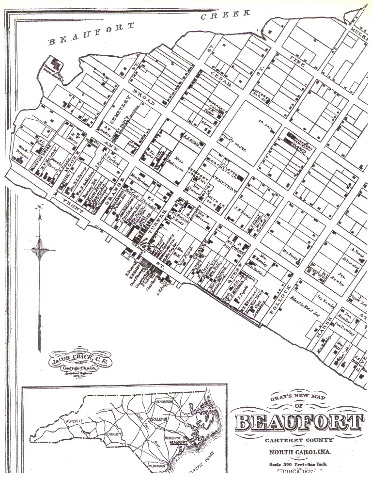 Beaufort North Carolina History: Gray's New Map of Beaufort -1880