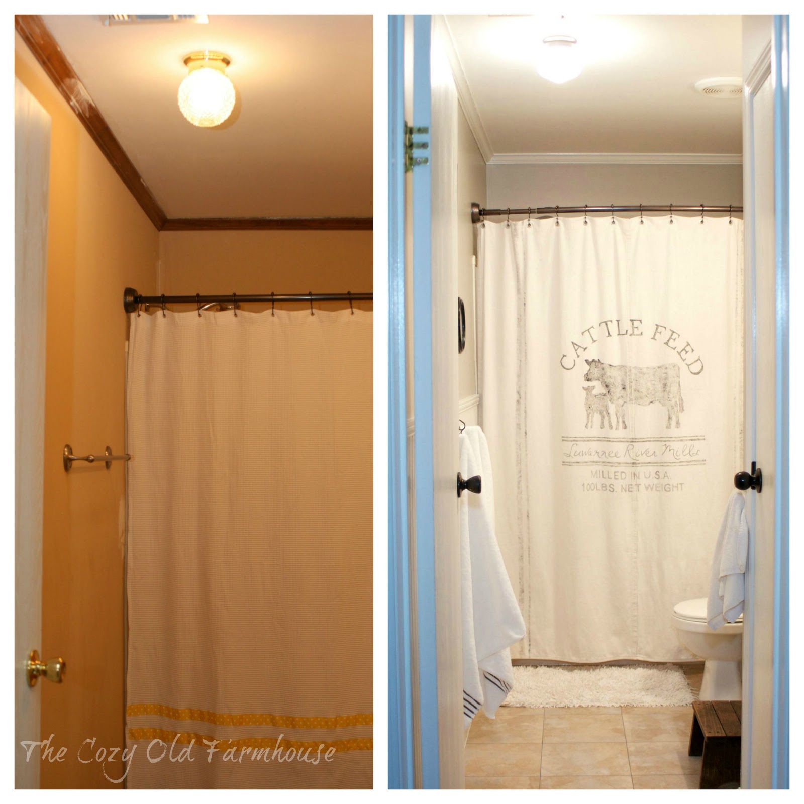 The Cozy Old "Farmhouse": Kids'/Guest Bathroom Farmhouse Makeover