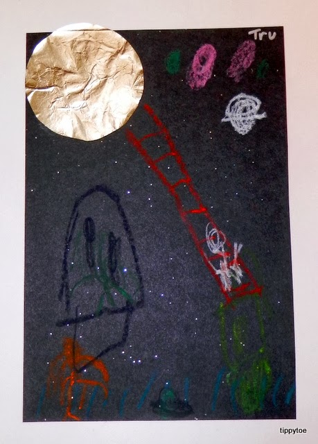 Tippytoe Crafts: Foil Moon Drawings