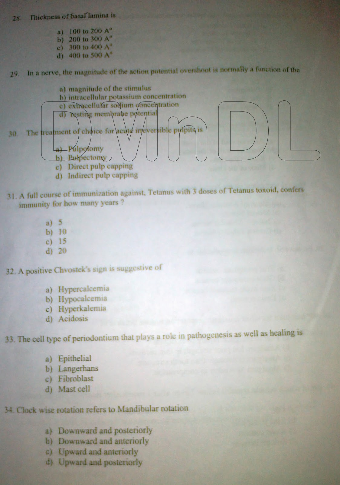 COMEDK 2011 Exam Paper | Dental Mnemonics n Dental Library