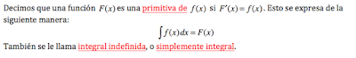 LAS MATES DE SANDRA: PRIMITIVA DE UNA FUNCIÓN. CONCEPTO