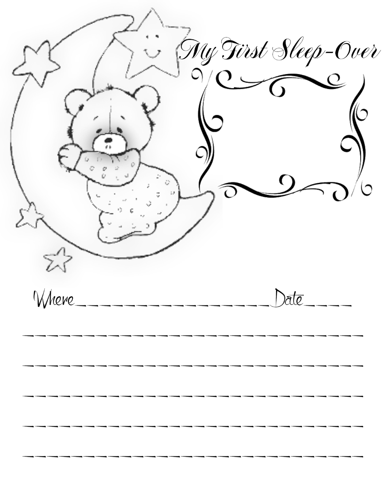 glenda's World : Baby Book Page My First Sleep-Over
