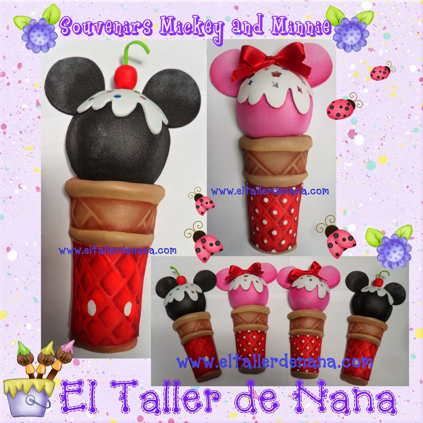 Cono Helado de Mickey y Minnie - Souvenir en Foami - El Taller de Nana