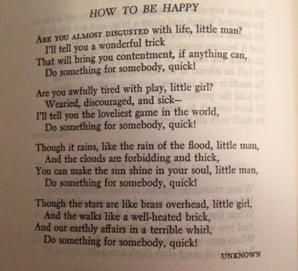 Samanthas Blog: Do something for someone, quick! (Poetry reaction #3)