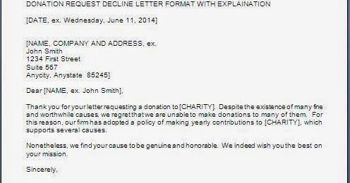 Donation Refusal Letter