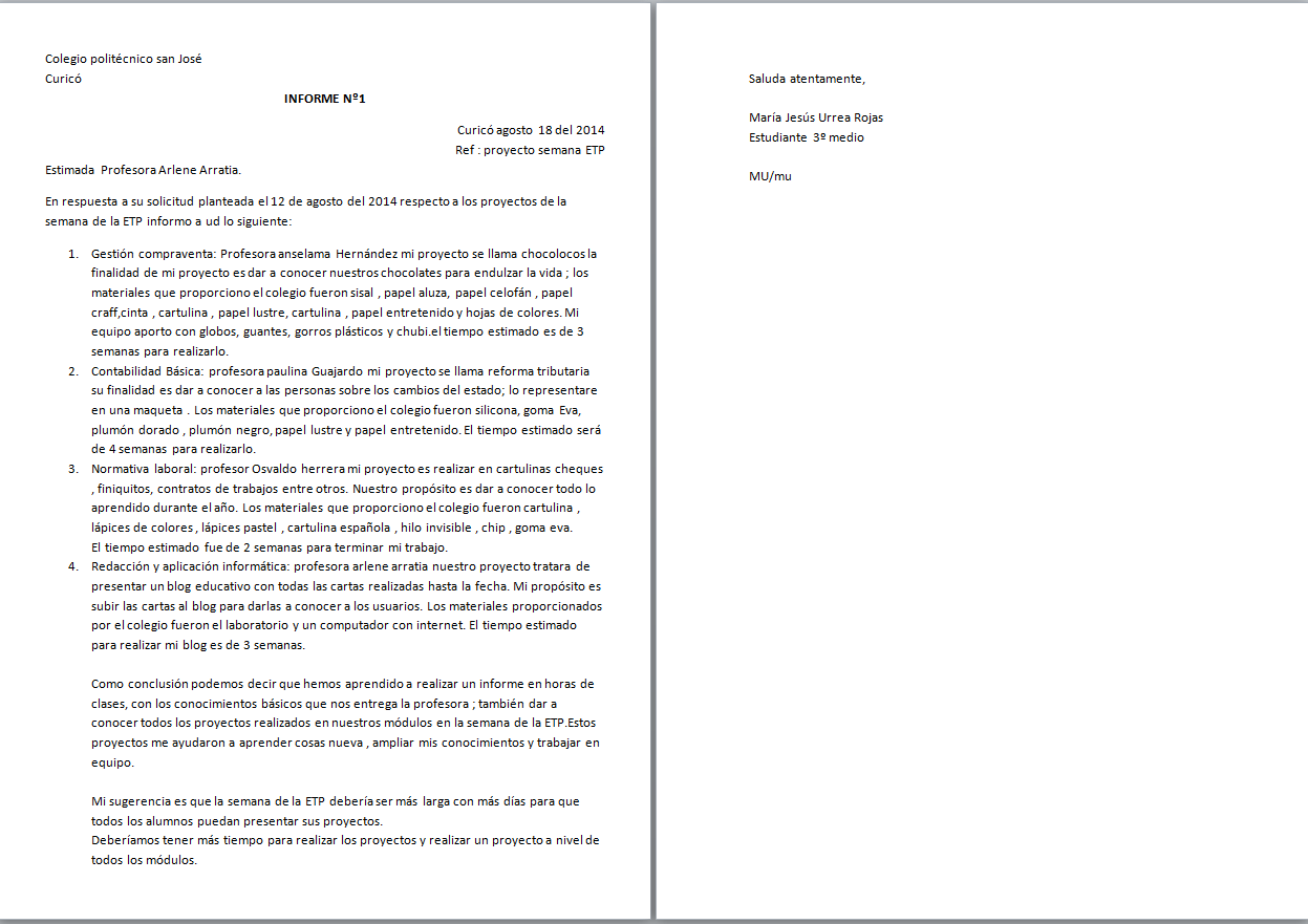 Aprende a crear cartas *-*: Informe