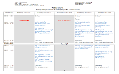 Audio-visueel werken in de kleuterklas: Weekschema's