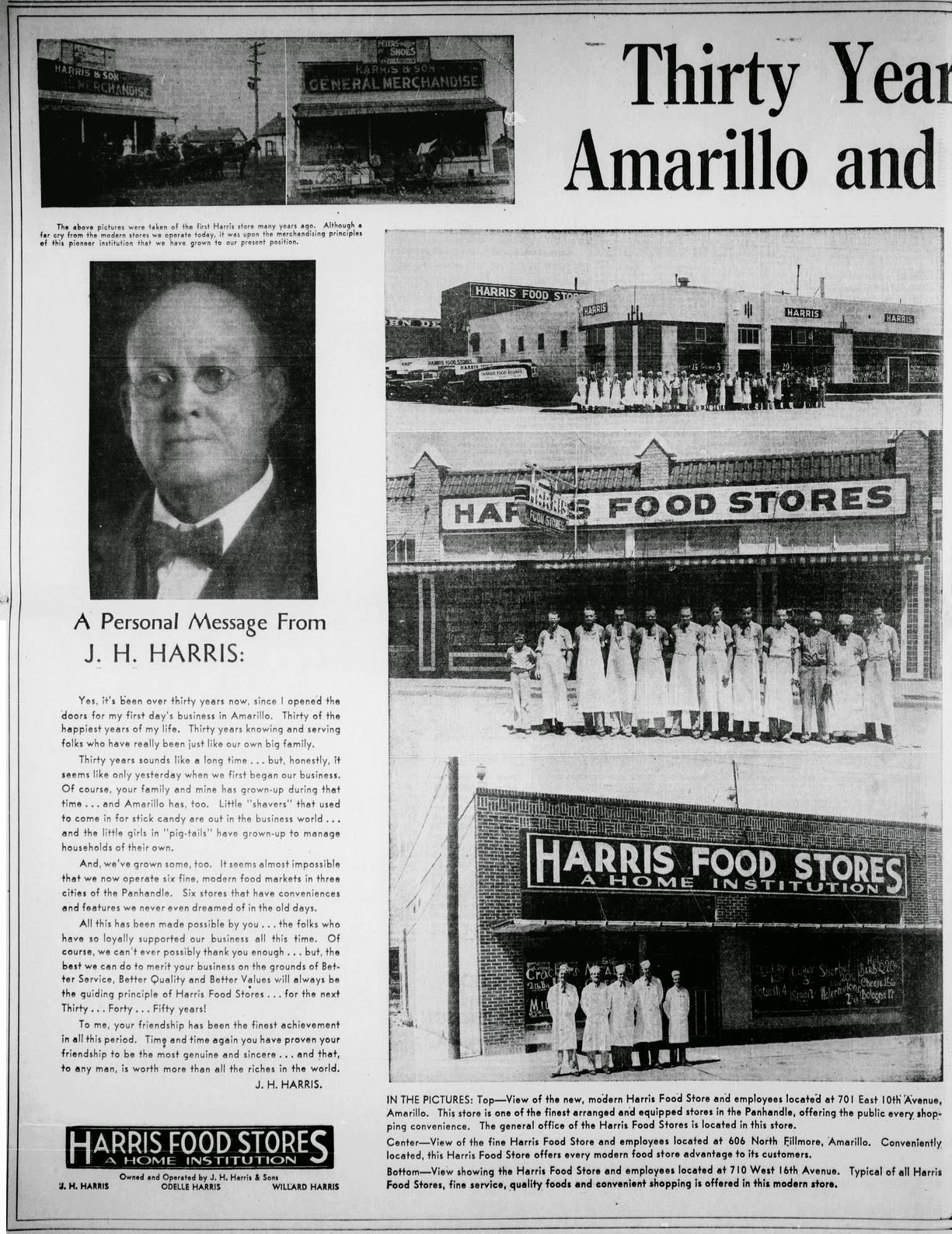 History of Amarillo, Texas: Harris Food Stores -- 1938