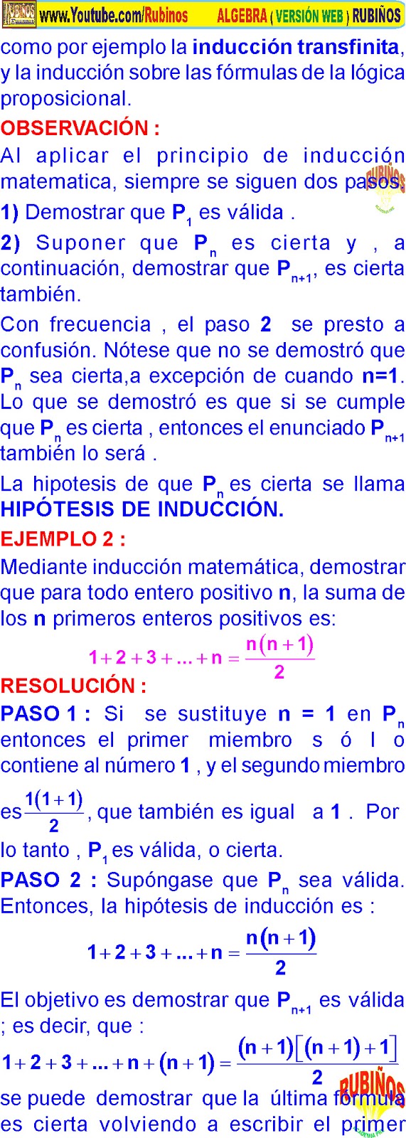 INDUCCION MATEMATICA PROBLEMAS RESUELTOS Y DEMOSTRACIONES PDF