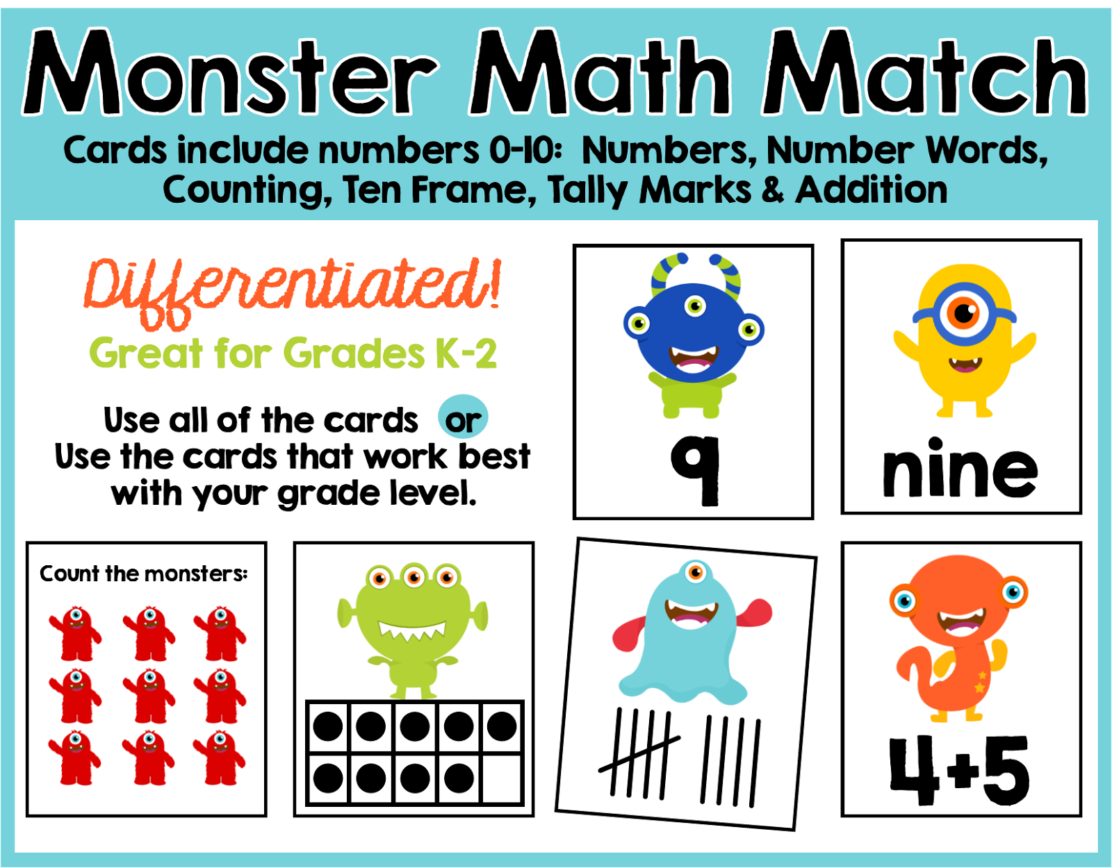 Working on my next Follower Freebie: Monster Math Match | Mrs ...